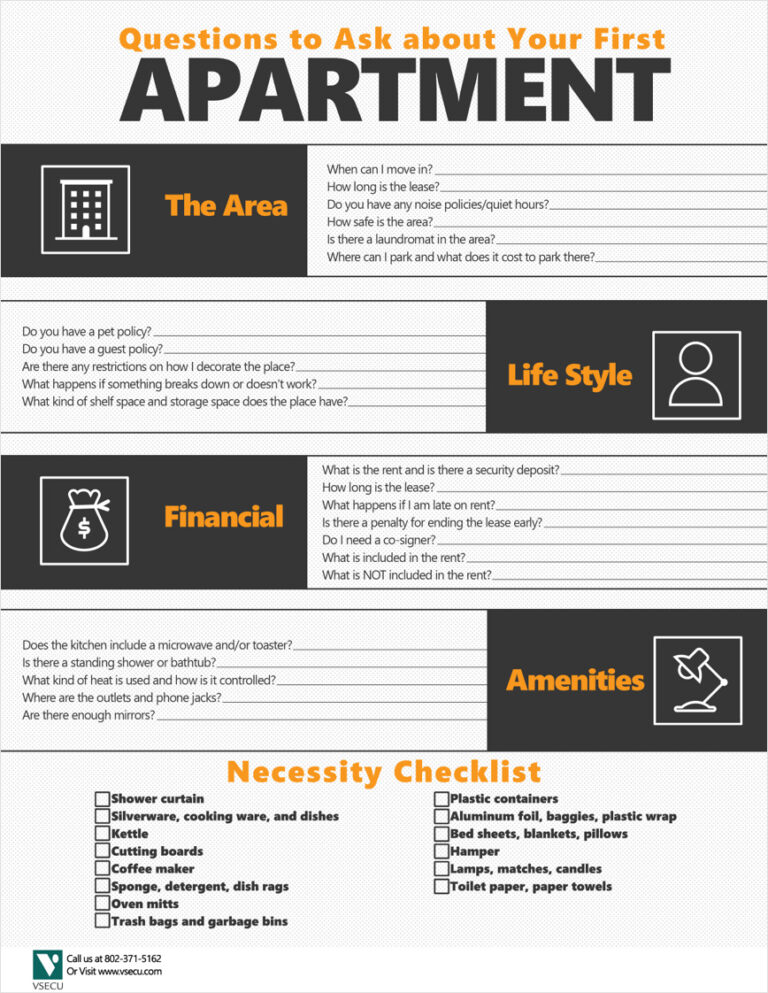 √ Free Printable Apartment Shopping Checklist Template