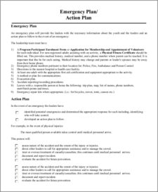 √ Printable Athletic Emergency Action Plan Template