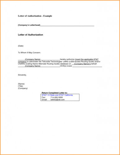 √ Printable Bank Letter Of Authorization Template