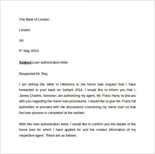 √ Printable Bank Letter Of Authorization Template