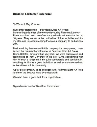 √ Business Reference Letter Template (Word)