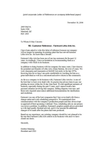 √ Business Reference Letter Template (Word)