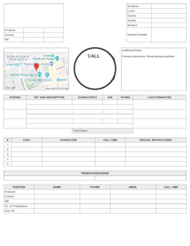 √ Free Printable Call Sheet Template (Word)