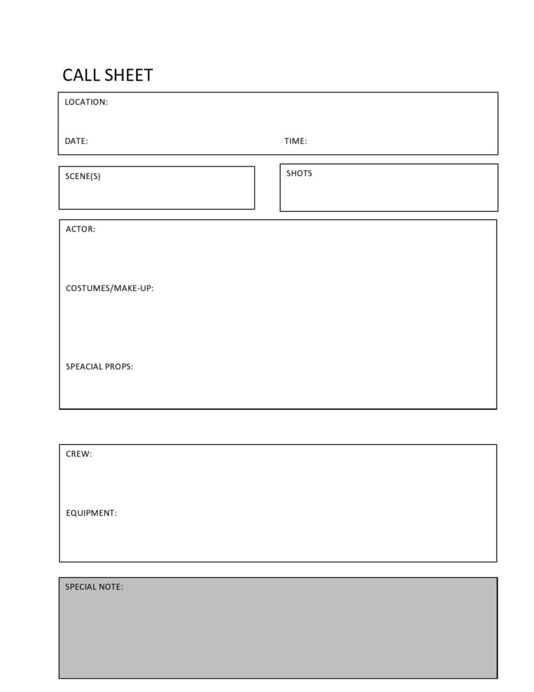 √ Free Printable Call Sheet Template (Word)