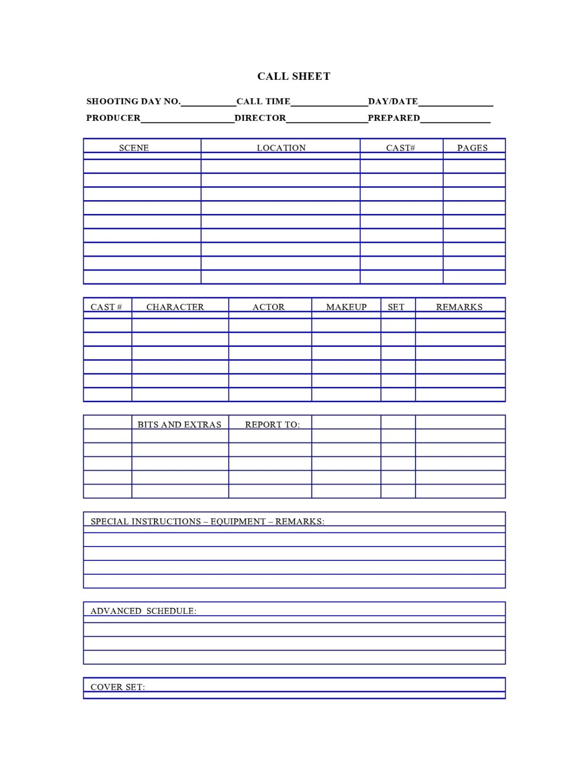 √ Free Printable Call Sheet Template (Word)