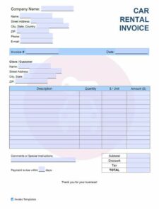 √ Free Printable Car Rent Receipt Template