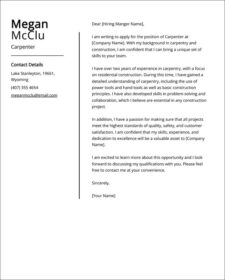 √ Carpenter Cover Letter Template (With Example)