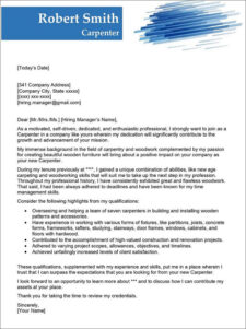 carpenter cover letter sample | Templateral