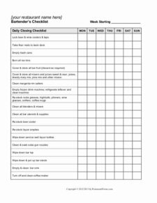 √ Free Printable Cashier Closing Checklist Template [Excel]