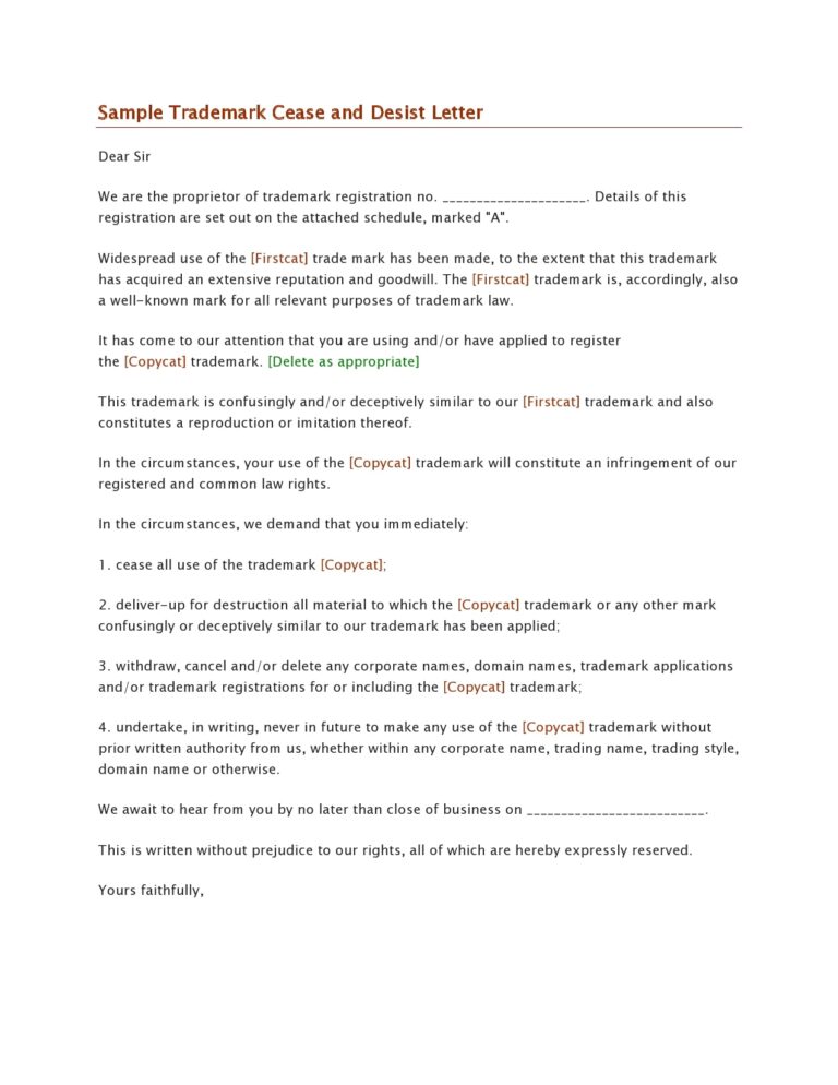 √ Printable Cease and Desist Letter Template