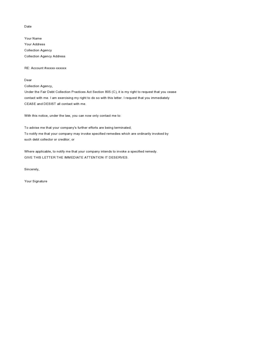√ Printable Cease and Desist Letter Template