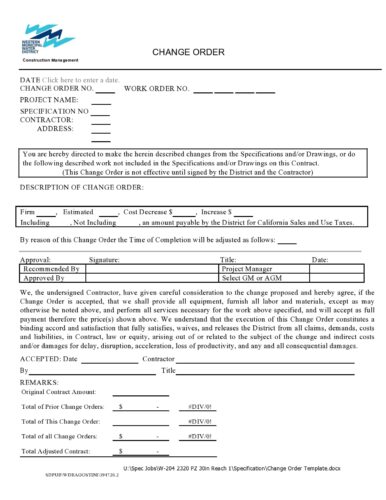 change order template | Templateral