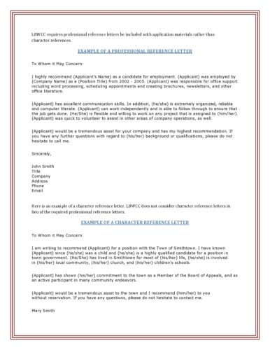 √ Character Reference Letter Template (Word)