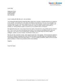 √ Character Reference Letter Template (Word)