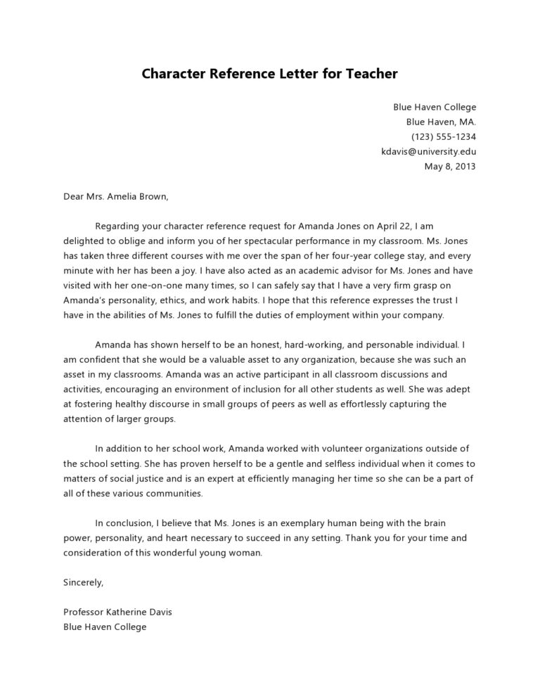 character reference letter | Templateral