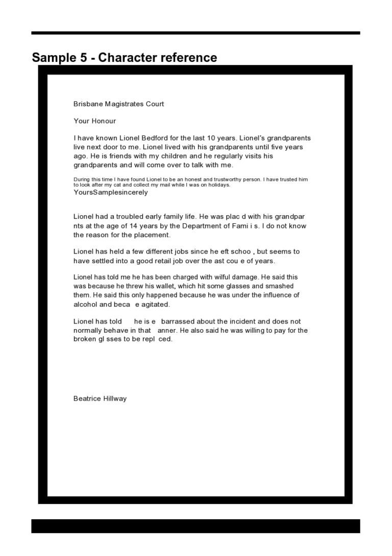 √ Character Reference Letter Template (Word)