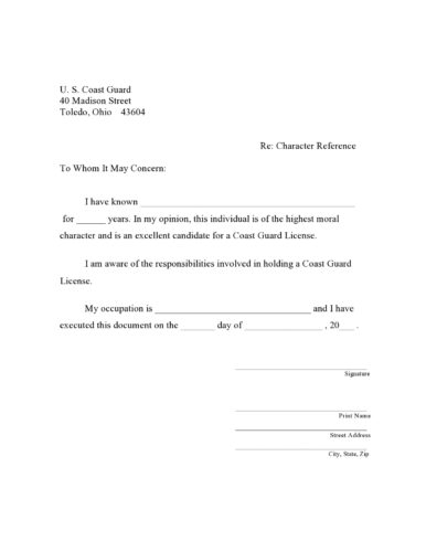 √ Character Reference Letter Template (Word)