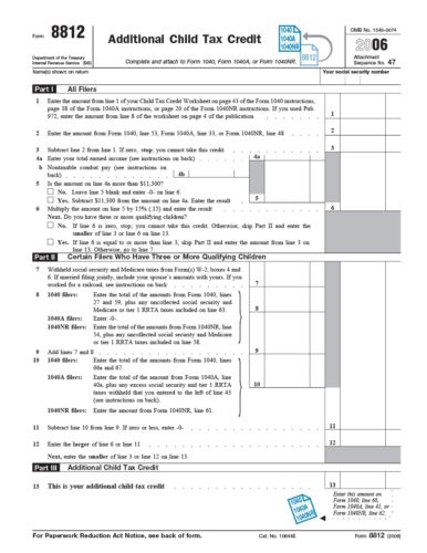 √ Child Tax Credit Worksheet Template