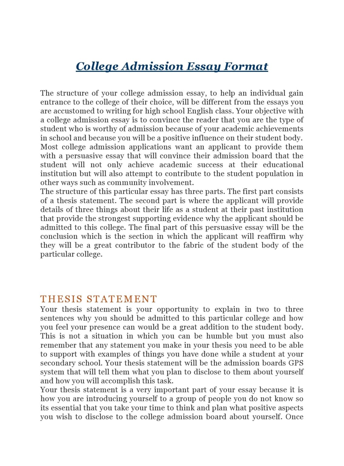 √ College Essay Format Template (Word)