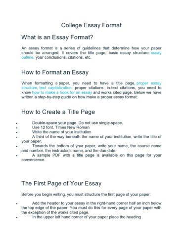 √ College Essay Format Template (Word)
