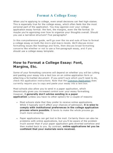 √ College Essay Format Template (Word)