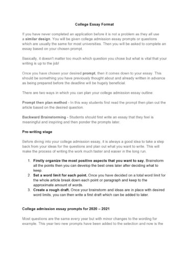√ College Essay Format Template (Word)