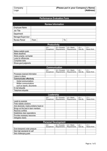 √ Comment for Employee Performance Evaluation