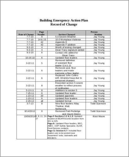 √ Construction Emergency Action Plan Template