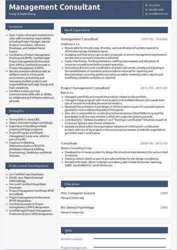 √ Free Printable Consultant Resume Template