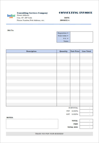 √ Consultant Service Invoice Template