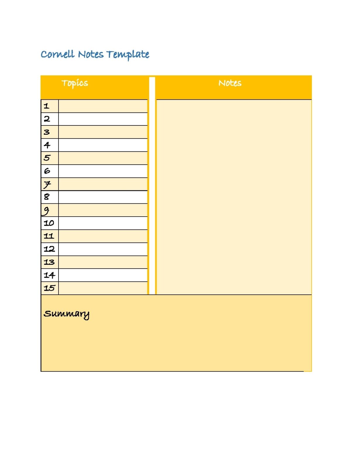 √ Free Printable Cornell Notes Template