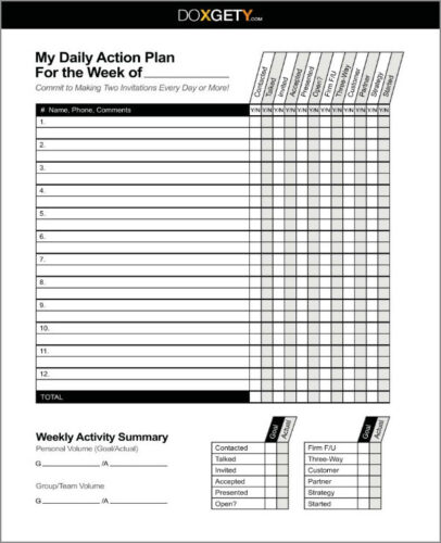 √ Free Printable Daily Action Plan Template