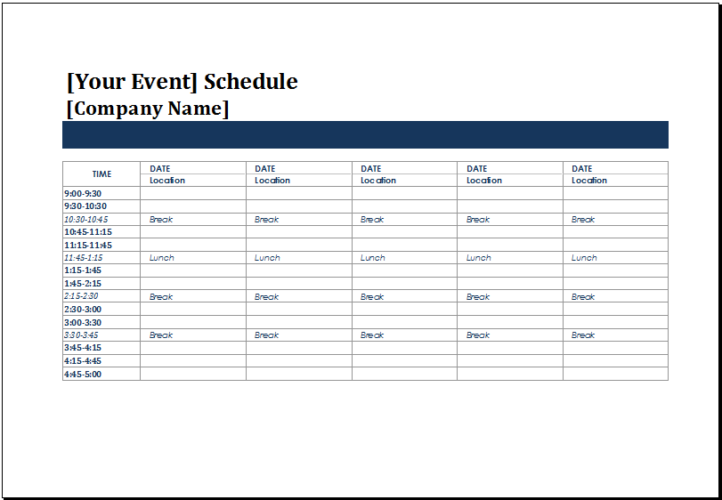 √ Free Printable Daily Event Schedule Template [Word]
