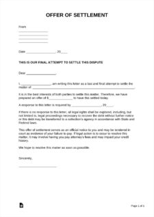 √ Printable Demand For Settlement Letter Template