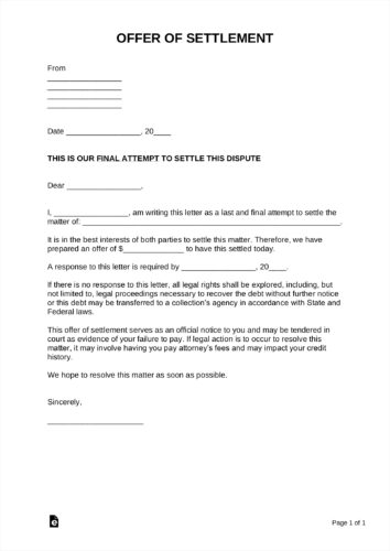 √ Printable Demand For Settlement Letter Template