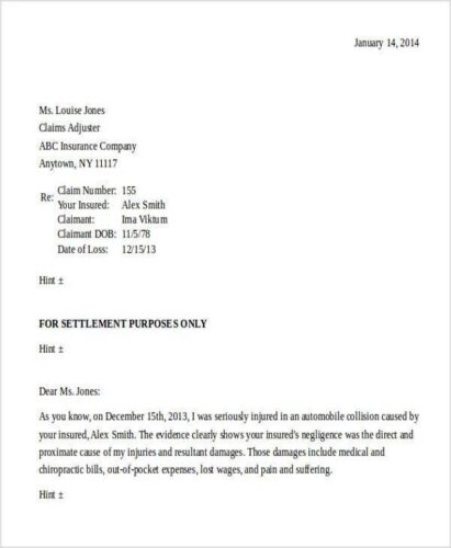 √ Printable Demand For Settlement Letter Template