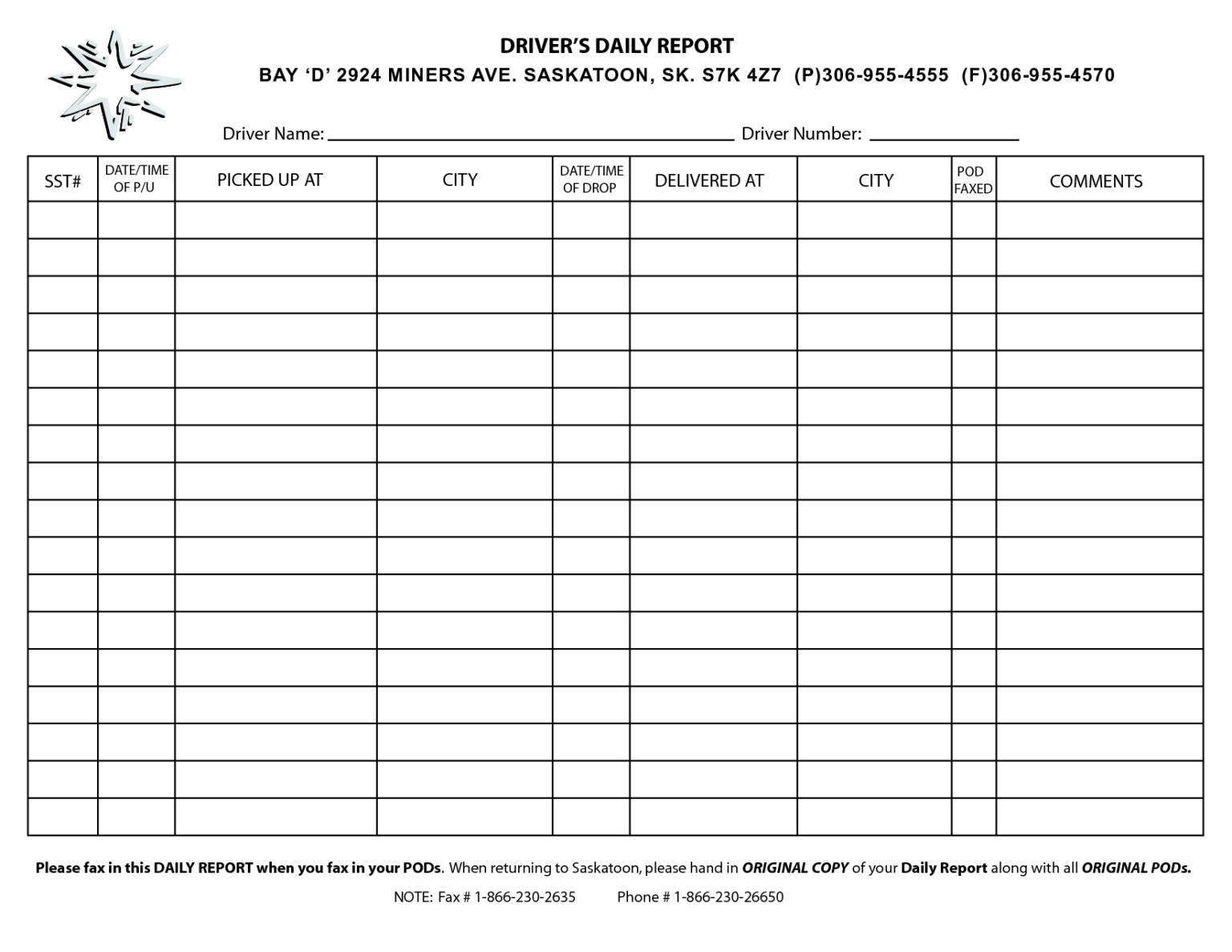 √ Free Printable Driver Daily Log Sheet Template