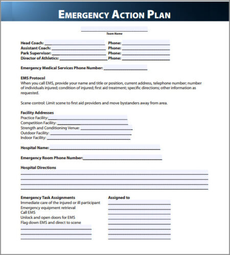 √ Printable Emergency Action Plan Template