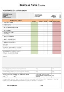 √ Employee Performance Evaluation Report Form