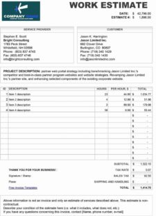 √ General Business Estimate Template
