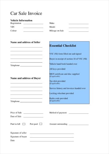 √ Printable Car Dealer Invoice Template