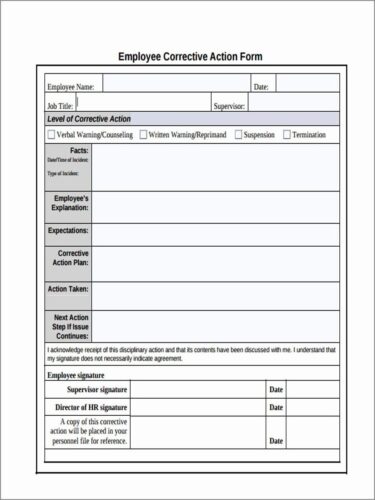 √ Printable Corrective Action Plan Template