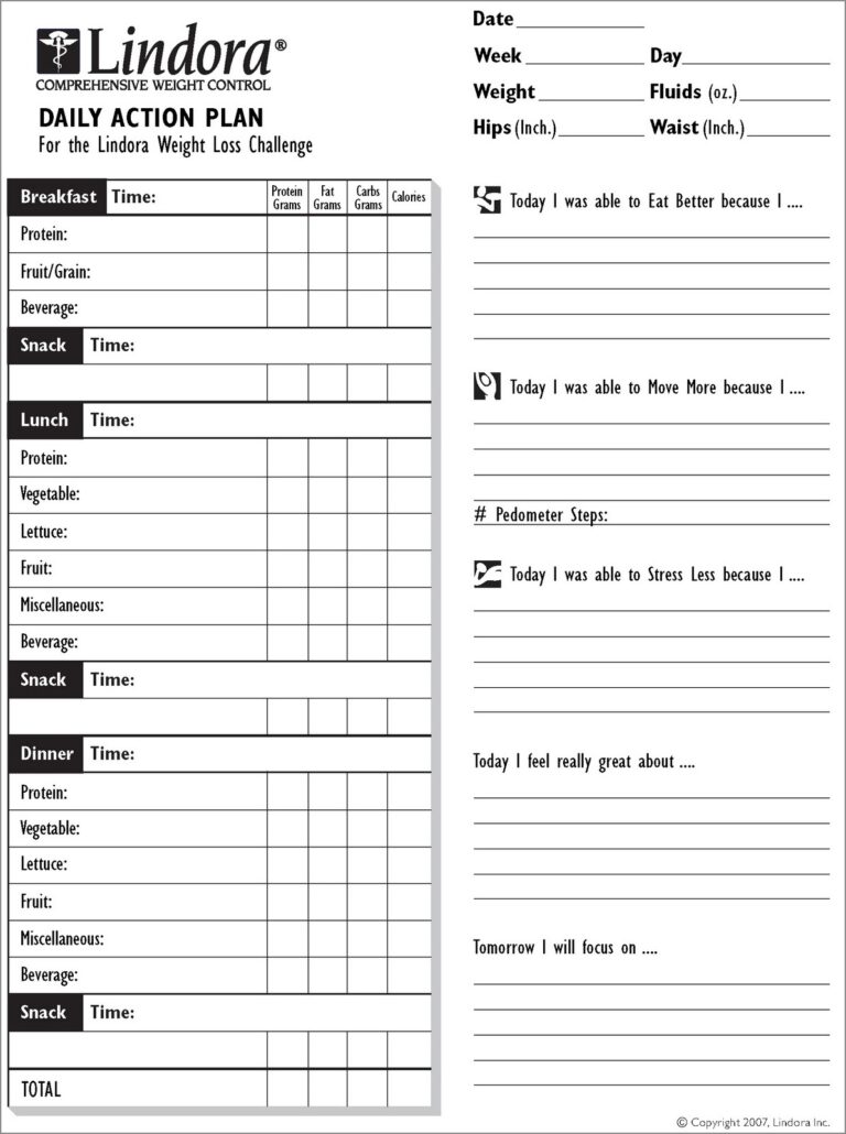 √ Free Printable Daily Action Plan Template