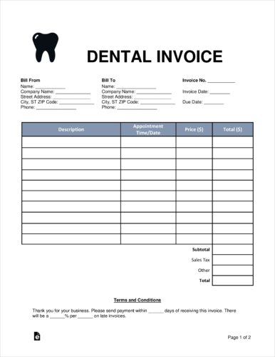 √ Customizable Dental Billing Statement Template
