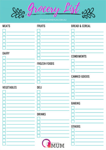 √ Free Printable Food Shopping Checklist Template
