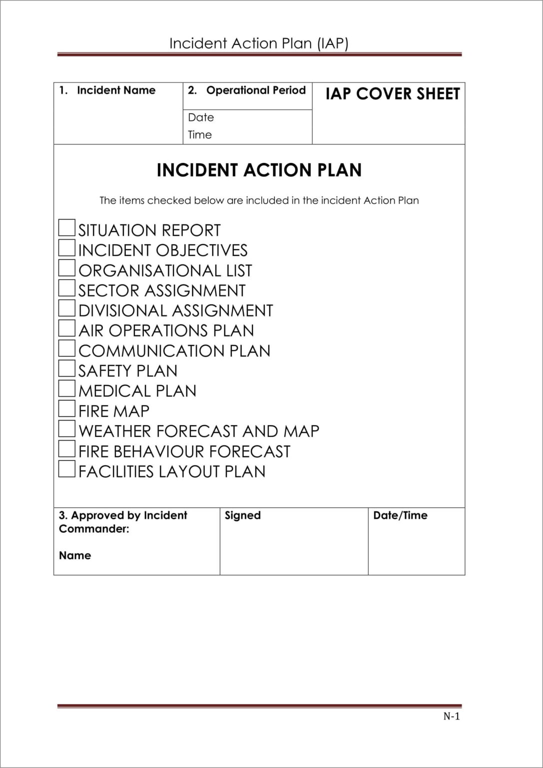 √ Printable Incident Action Plan Template