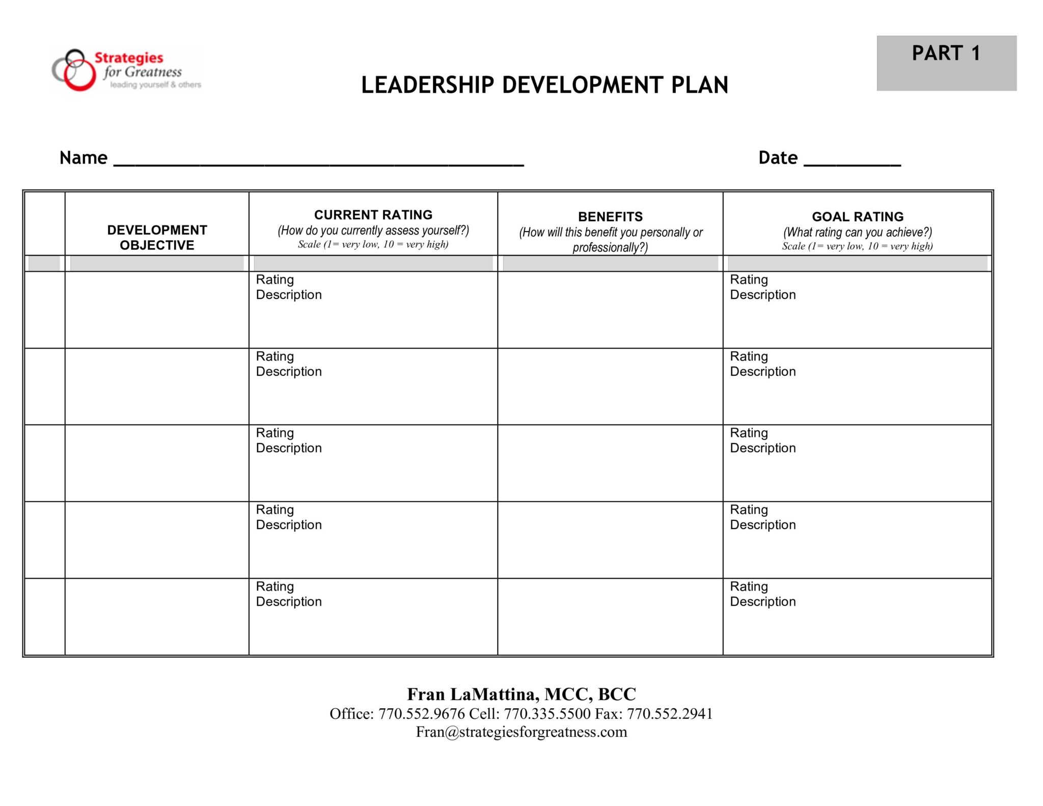 √ Leadership Action Plan Template