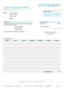 √ Medical Billing Statement Template