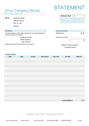 √ Medical Billing Statement Template