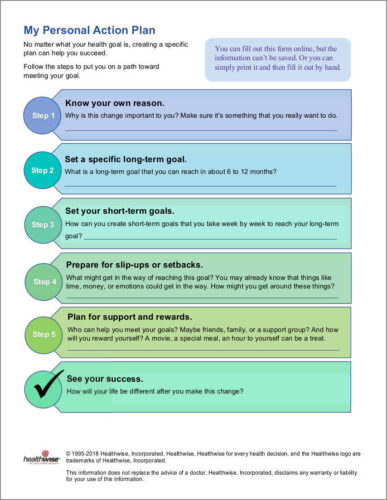√ Free Printable Personal Action Plan Template